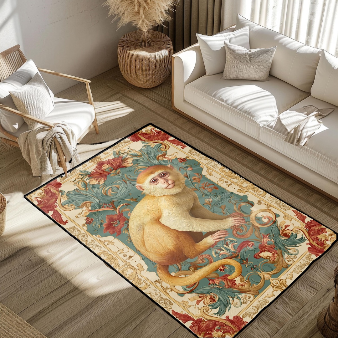 Monkey Animal Rug, Wildlife Rug, Nature Lover Rug, Exotic Pet Rug ...