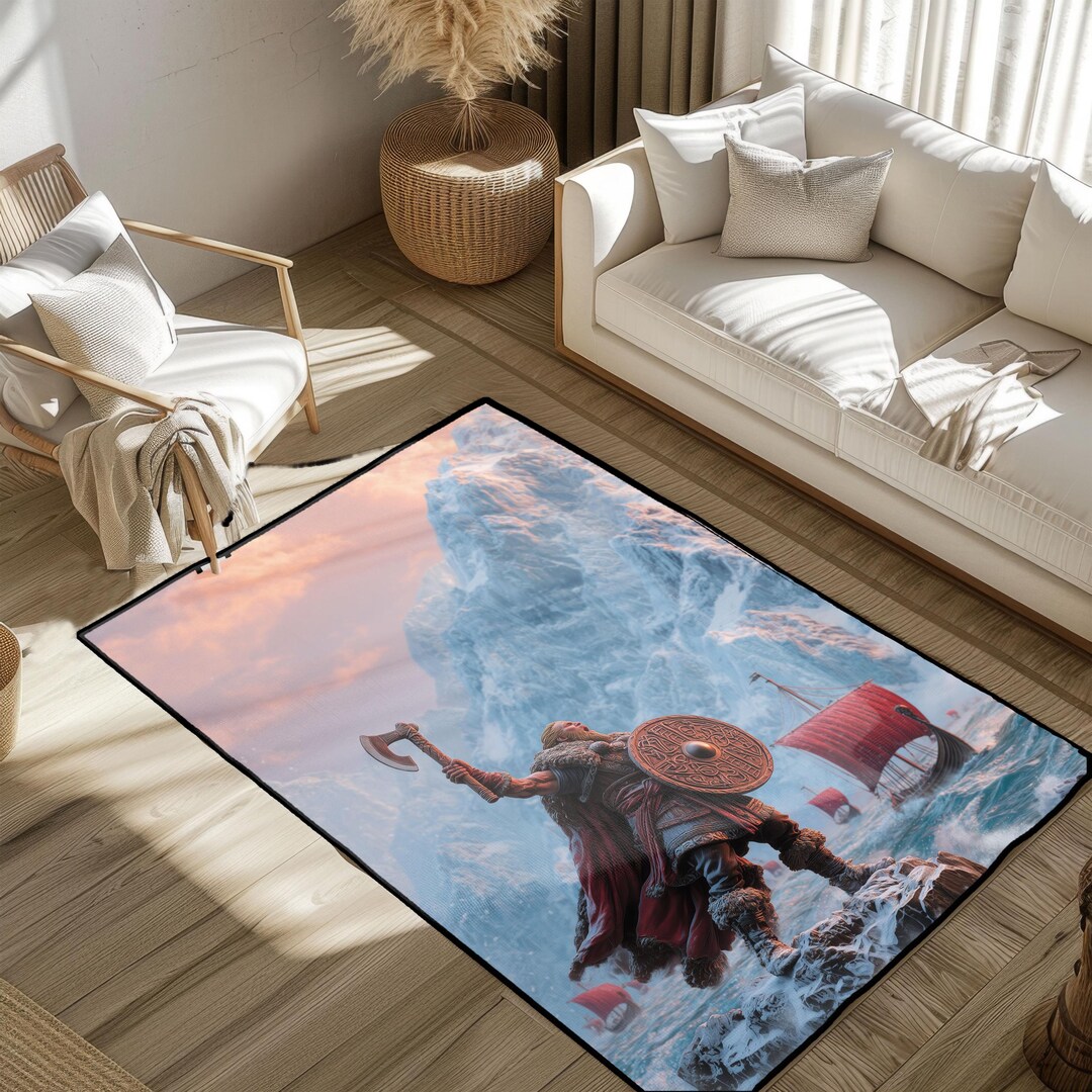 Viking Warrior Rug, Viking Rug, Norse Mythology Rug, Scandinavian Rug ...