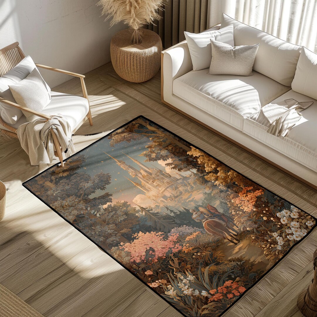 Fairy Tale Castle Rug, Fantasy Scene Rug, Art Illustration Rug, Nature ...