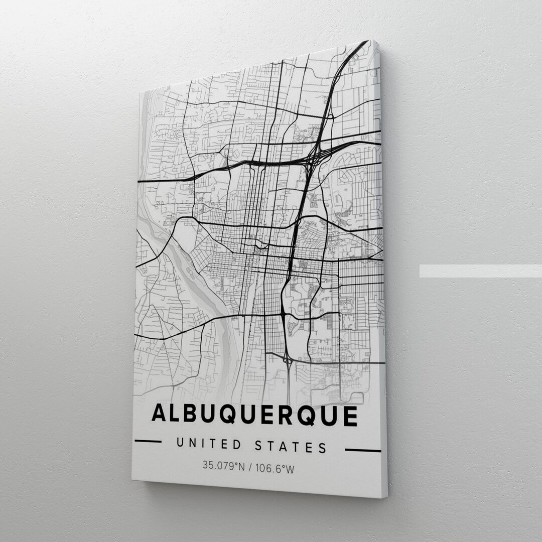 Albuquerque Map Poster, New Mexico Wall Art Canvas, City Street Map ...