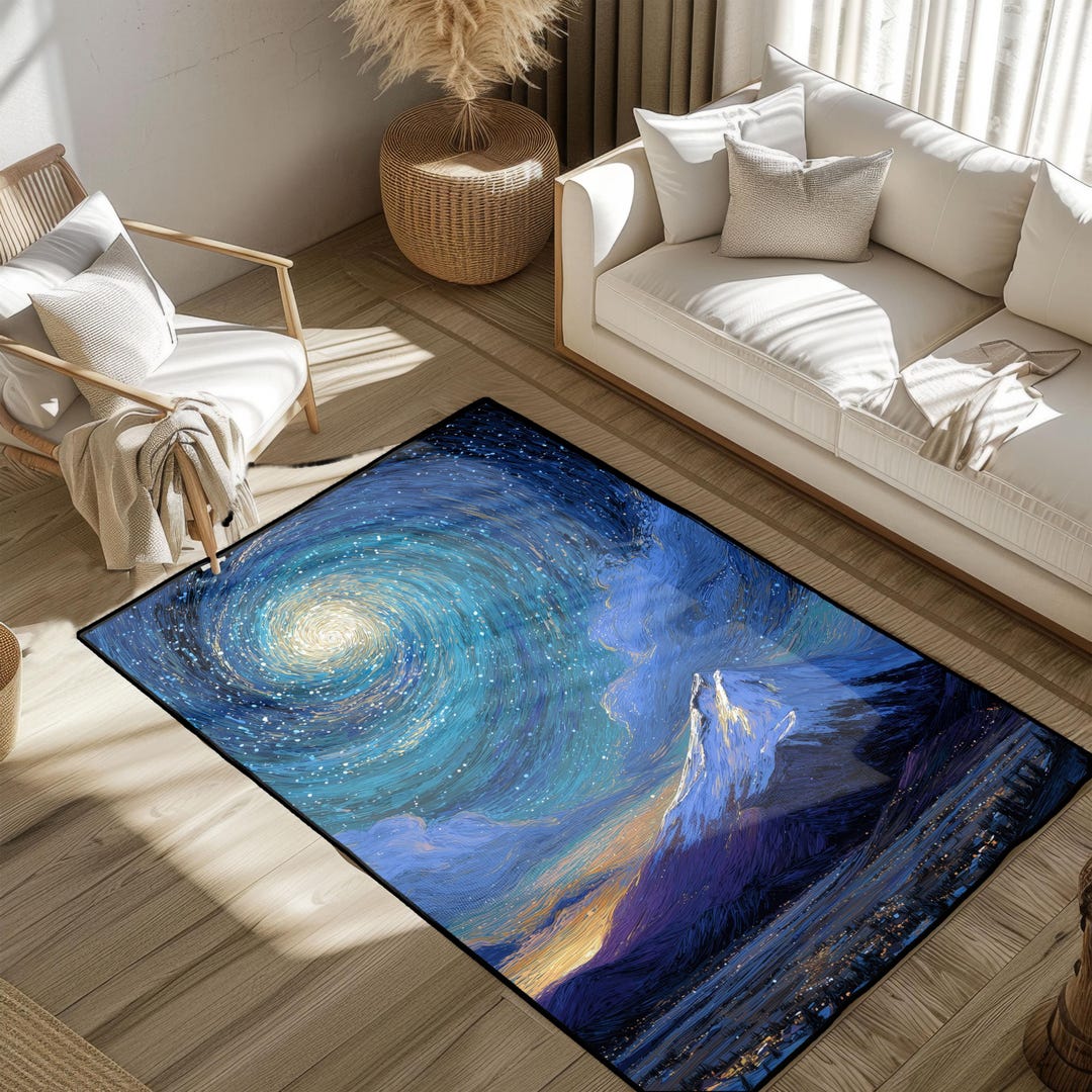 Howling Wolf Lover Rug, Starry Night Galaxy Carpet, Spiritual Animal ...
