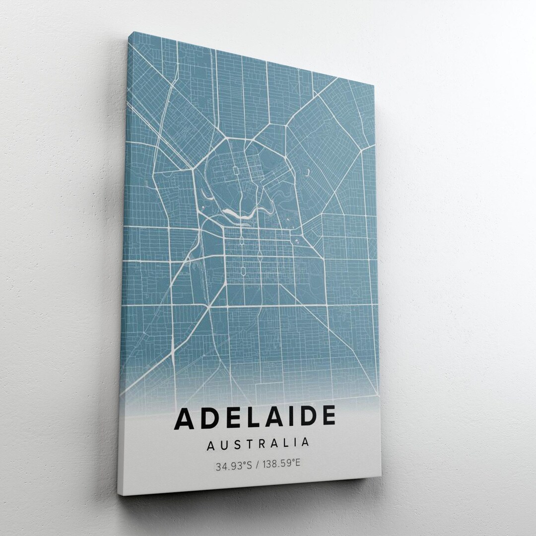 Adelaide Australia City Map Canvas, Traveler Souvenir Posters ...