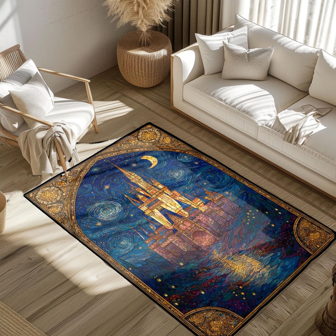 Magical Castle Rug, Fantasy Castle Rug, Night Sky Castle Rug, Fairy ...