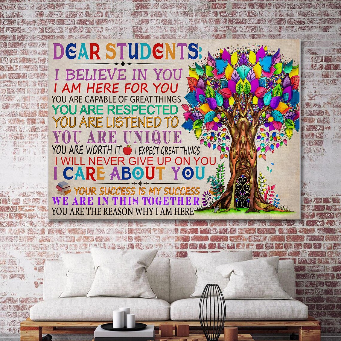 Dear Students Teacher Motivation Canvas, Inspirational Classroom Decor ...