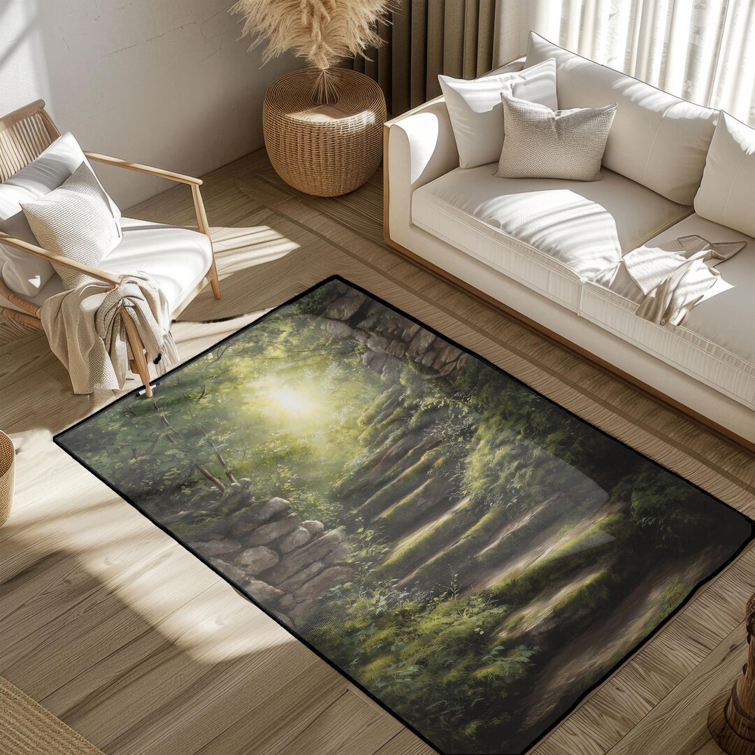 Magical Forest Path Rug, Nature Landscape Rug, Enchanted Woods Rug ...