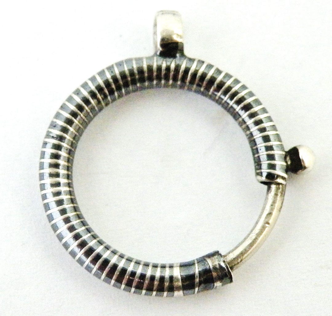 Niello Silver Spring Ring ,oversized Bolt Ring, Vinage French Antique ...