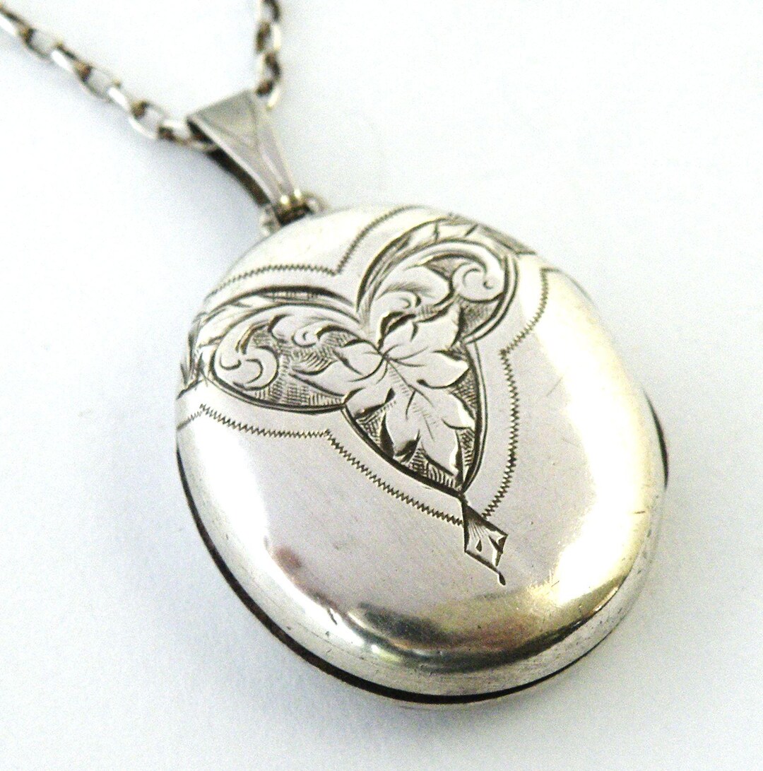 Victorian Engraved Silver Locket on Sterling Chain - Etsy