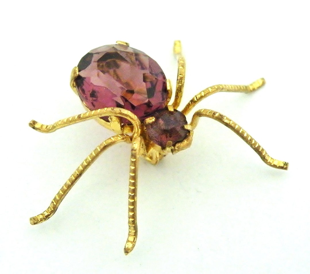Czech Spider Bug Brooch Amethyst Glass and Gilt Brass - Etsy