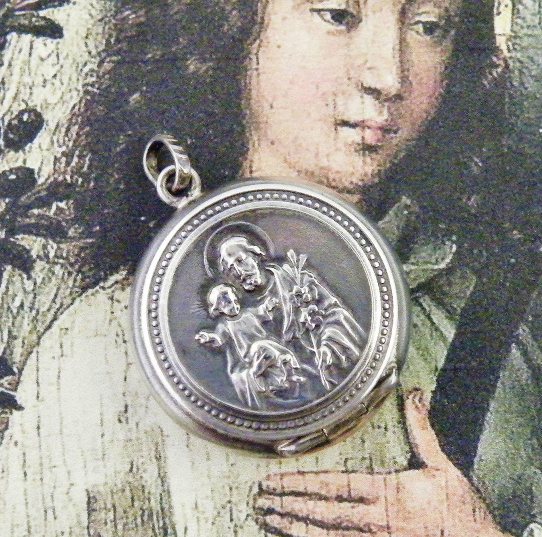 French Metal Box Locket Joseph and Jesus Reliquary Antique - Etsy