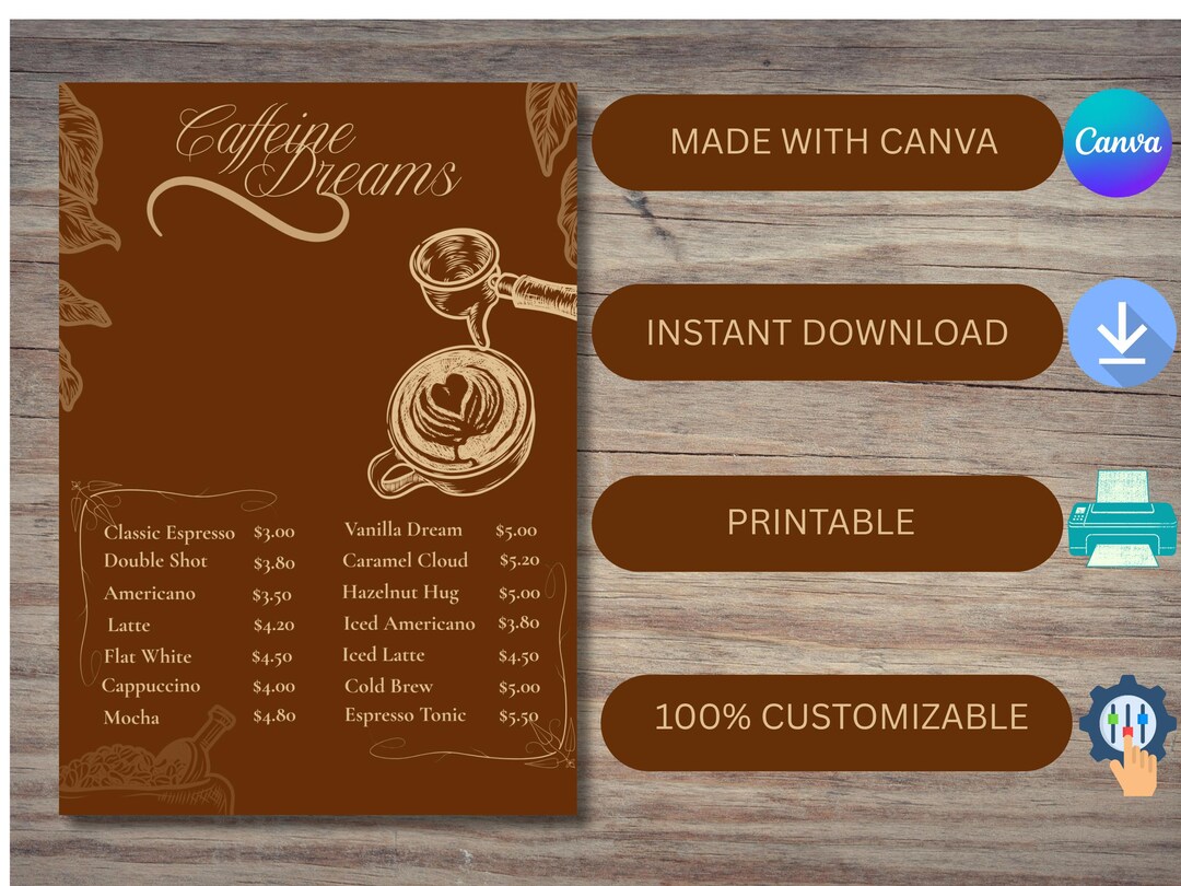 Printable Price List Template for Cafes & Coffee Shops , Modern Café ...