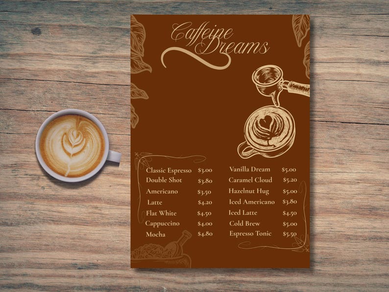 Printable Price List Template for Cafes & Coffee Shops , Modern Café ...