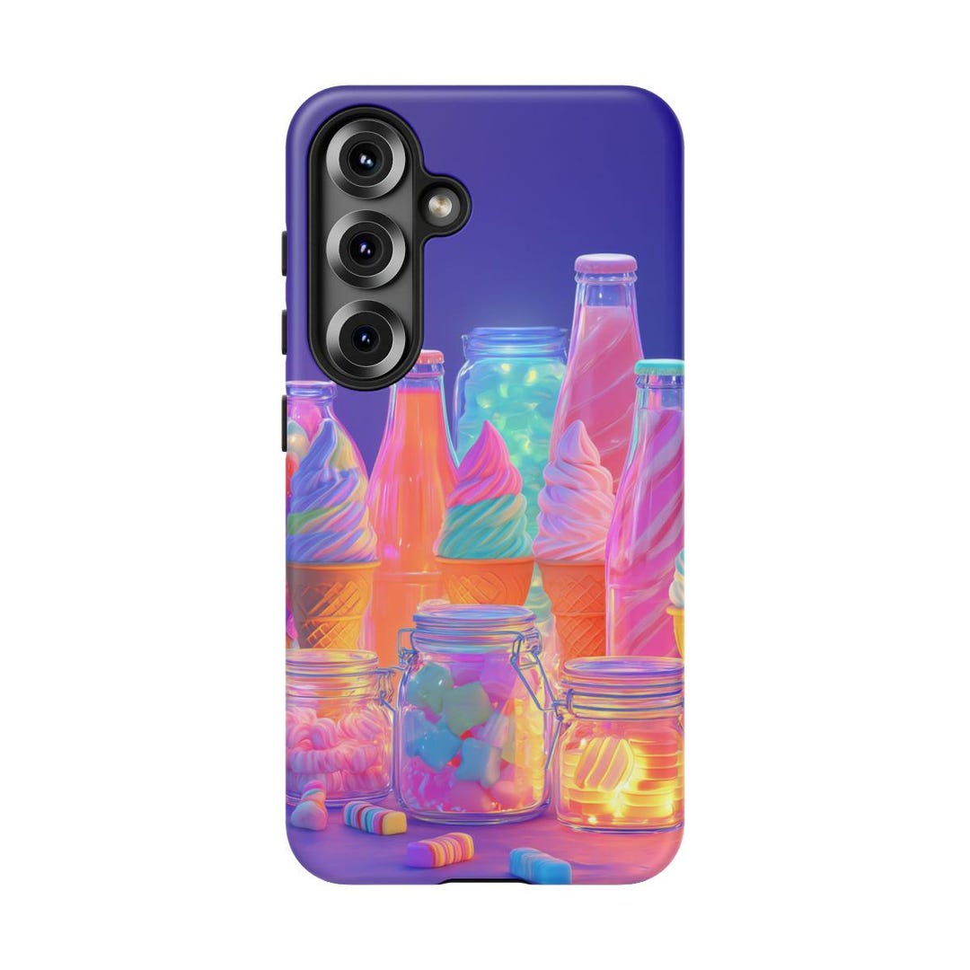 Neon Candy Phone Case, Vaporwave Glow Art Cover - Etsy