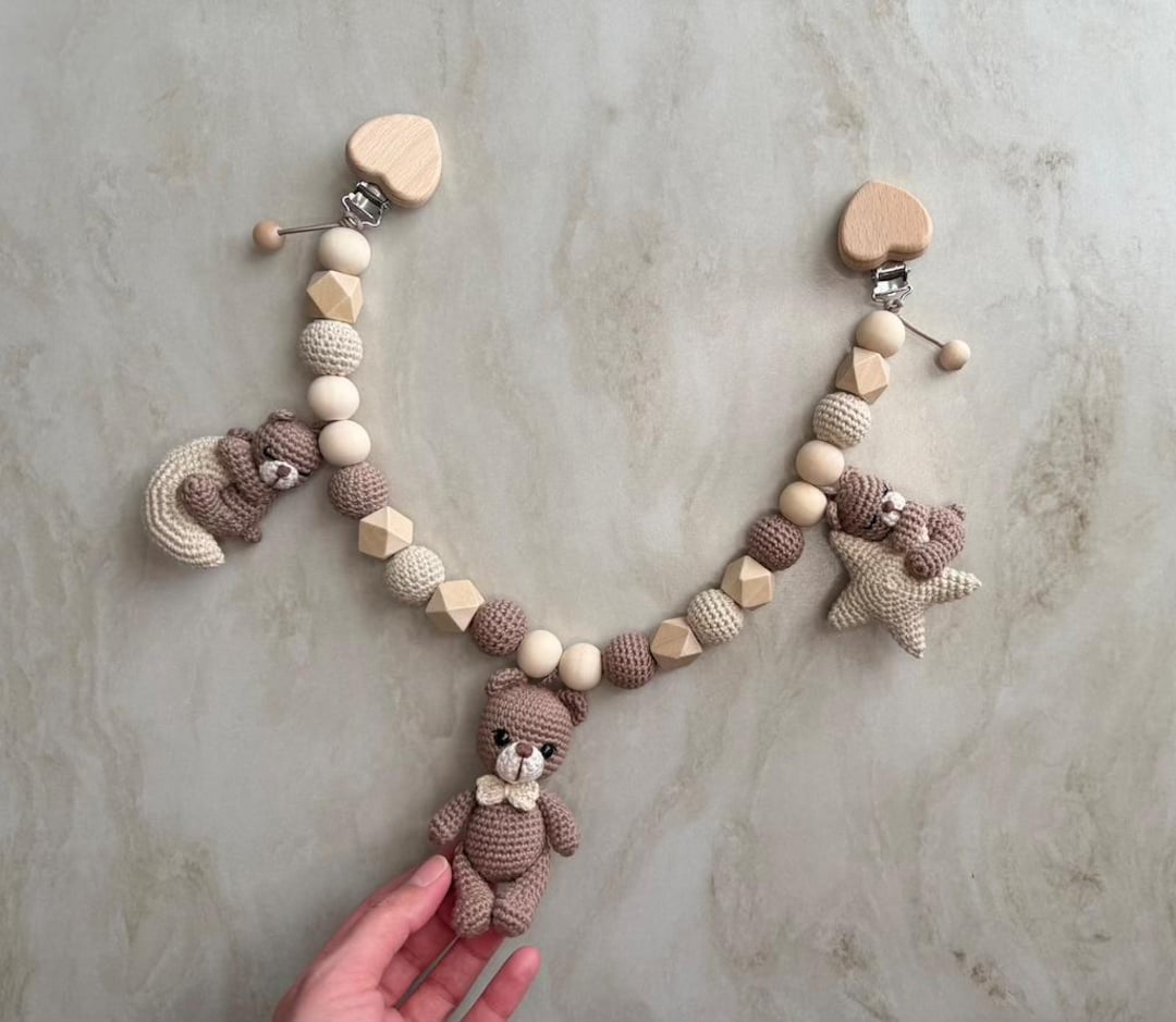 Crochet Teddy Bear Stroller Chain Pattern PDF | Baby Pram Chain ...
