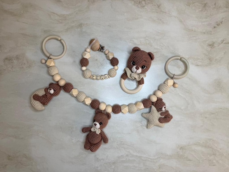 Crochet Teddy Bear Stroller Chain Pattern PDF | Baby Pram Chain ...