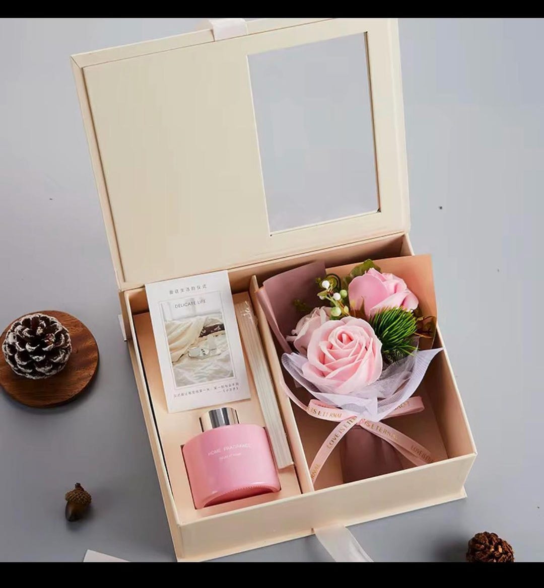 Flower Bouquet Scented Gift Box, Carnation and Rose Bubble Flower Gift ...