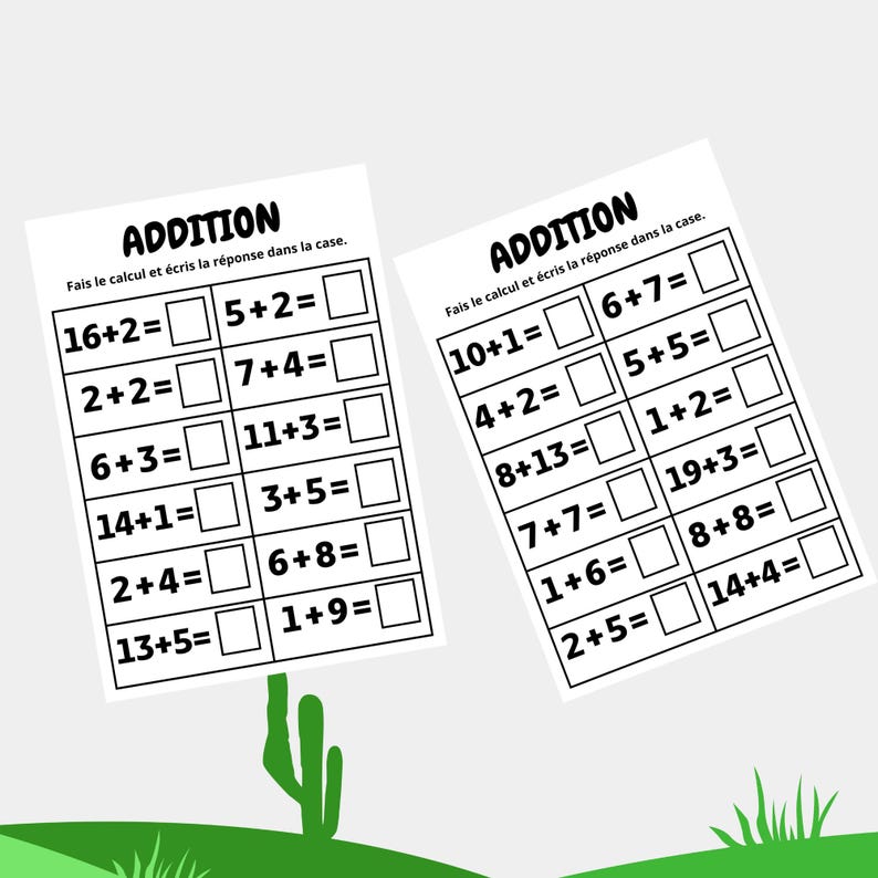 20 Printable Addition Exercises for Kids, Kindergarten, 1st Grade, 2nd ...