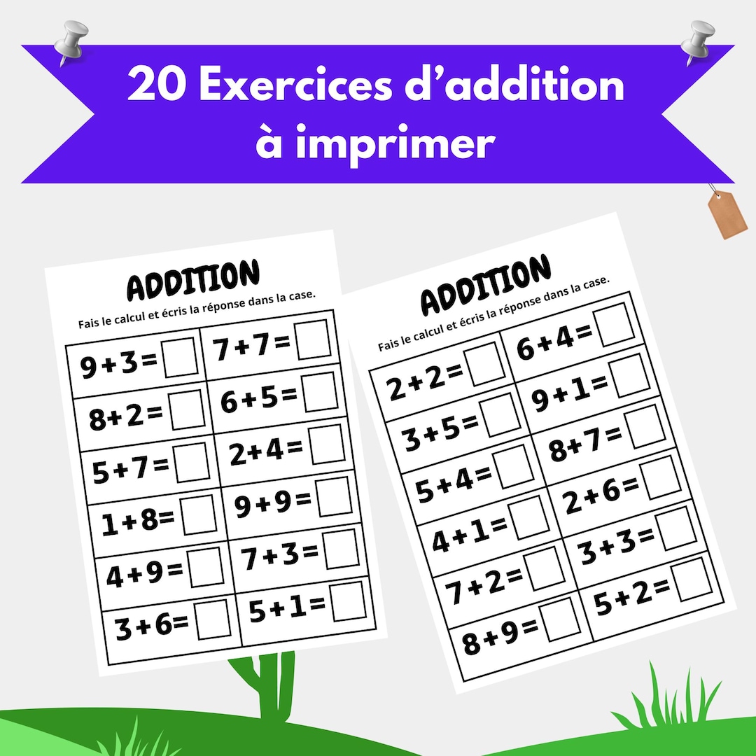 20 Exercices d'addition à imprimer pour les enfants, les maternelles ...