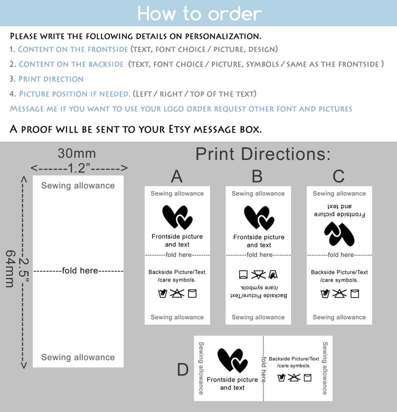 Custom Logo Sewing Labels, Hanging Fold Over Label, Personalized Sewing ...