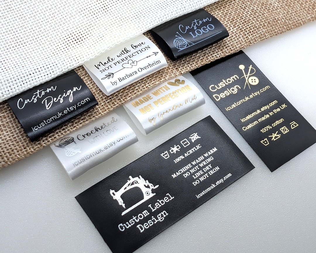 Custom Satin Sewing Labels, Clothing Tags, Sew-in Folding Label - Etsy
