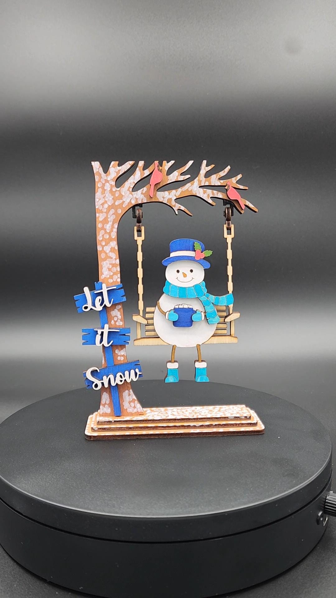 Hand-painted Wood Snowman Swing | Rustic Winter Decor - Etsy