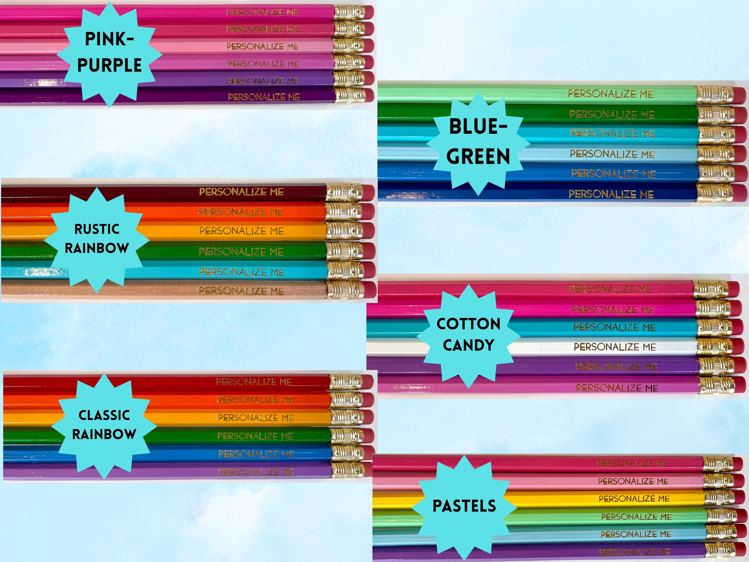 6 Custom Foil Stamped Pencils - No. 2 Musgrave Pencils - Personalized ...