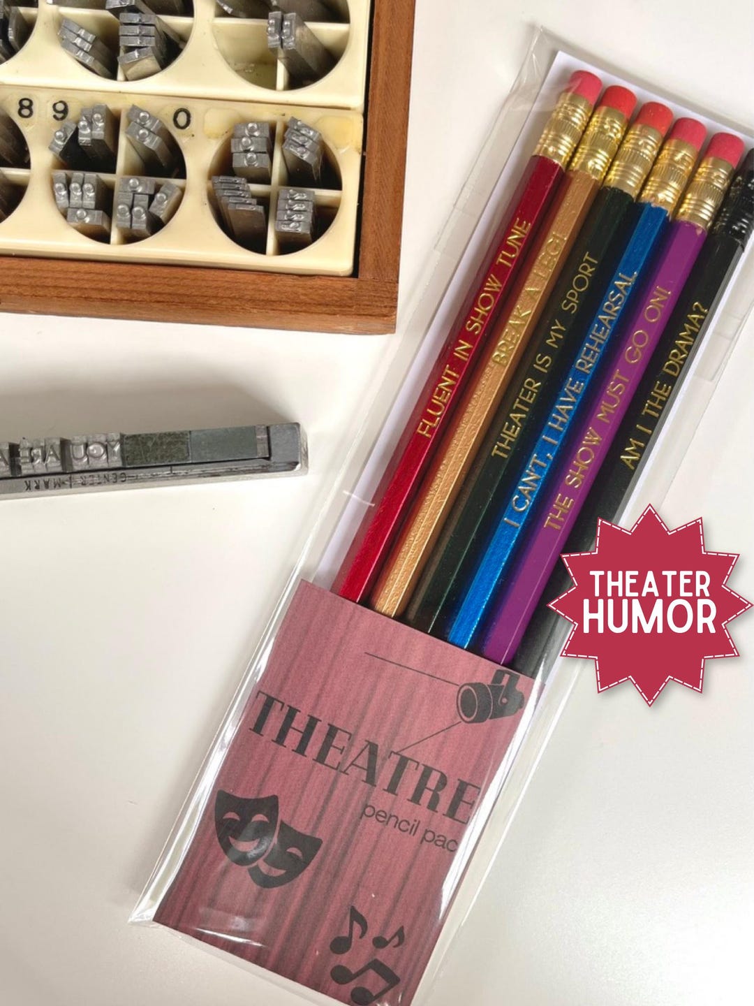 Theatre Gift Pencil Pack, Set of 6, Musical Theater Gift, Drama Club ...