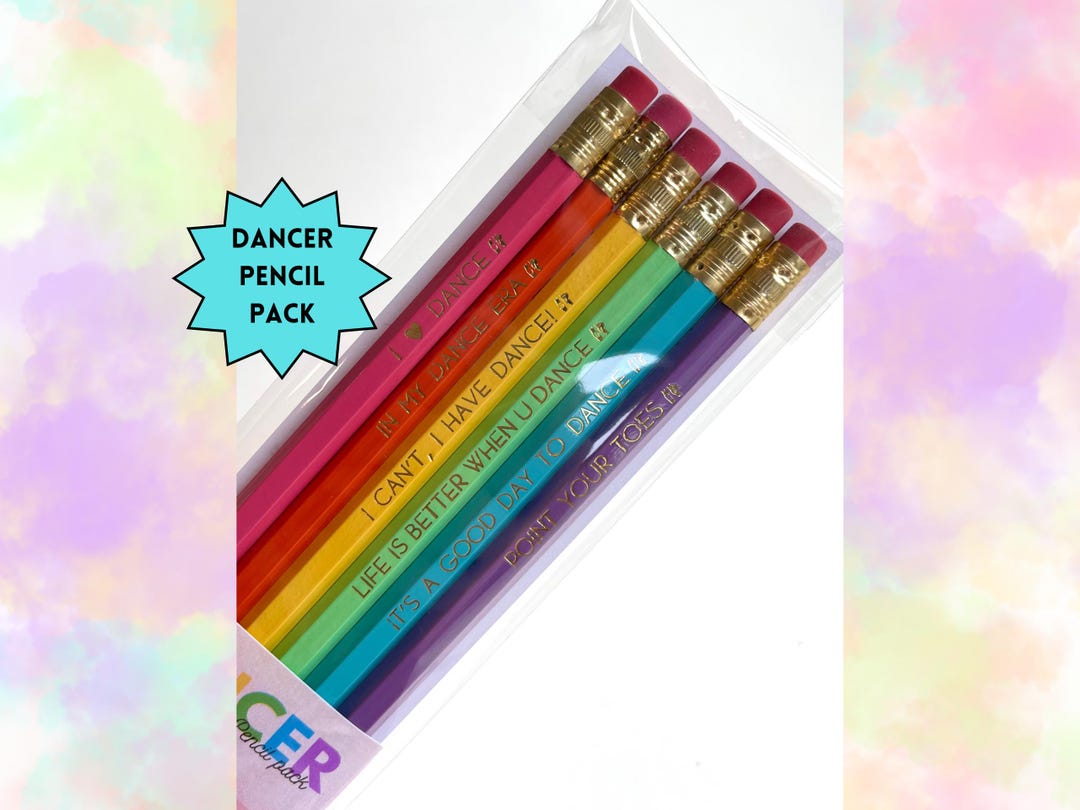 Dance Pencil Set - Ballerina Pencils With Gold Foil, Cute Dancer Gift ...