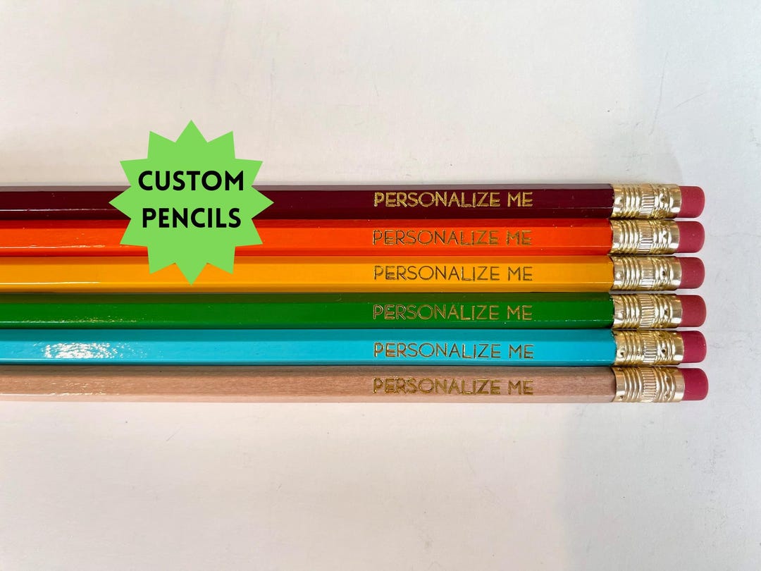 6 Custom Foil Stamped Pencils in Rustic Rainbow - No.2 Pencils ...