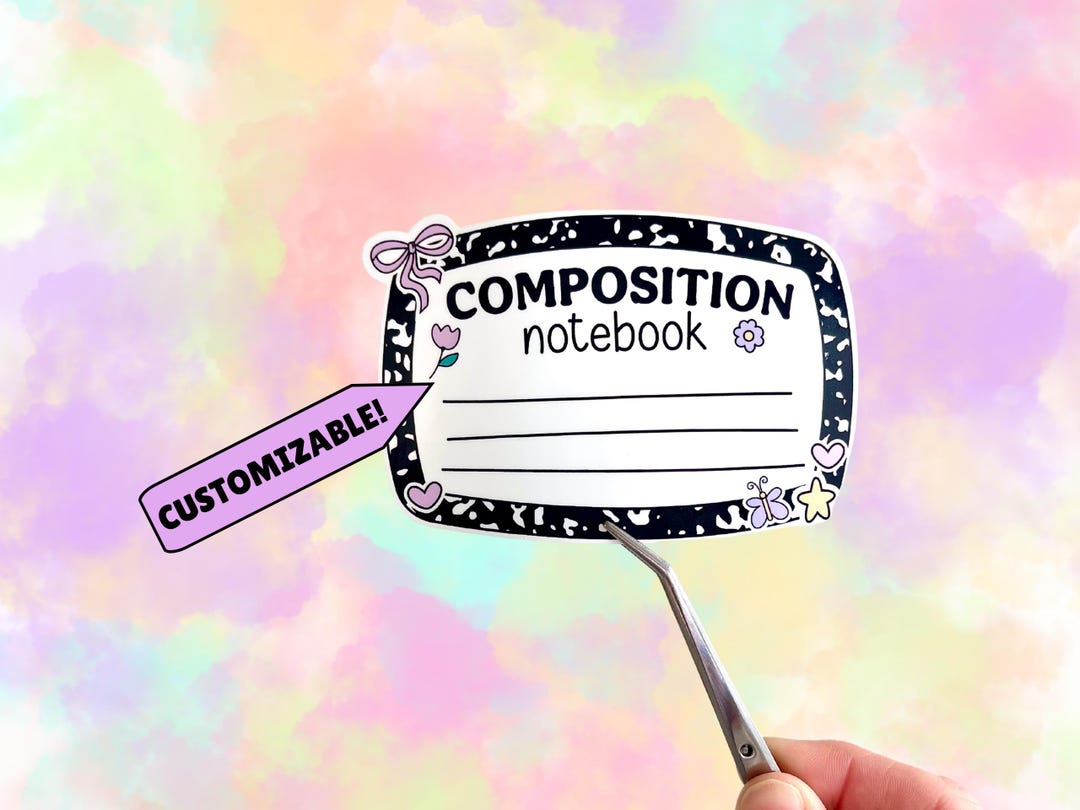 Customizable Name Composition Notebook Vinyl Sticker - Personalized ...