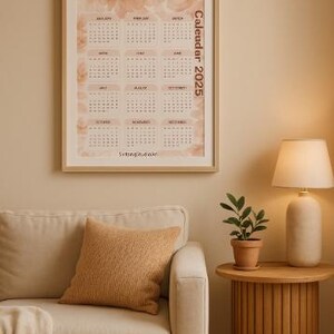 2025 Floral Wall Calendar Printable | One Page Yearly Calendar | Pastel ...