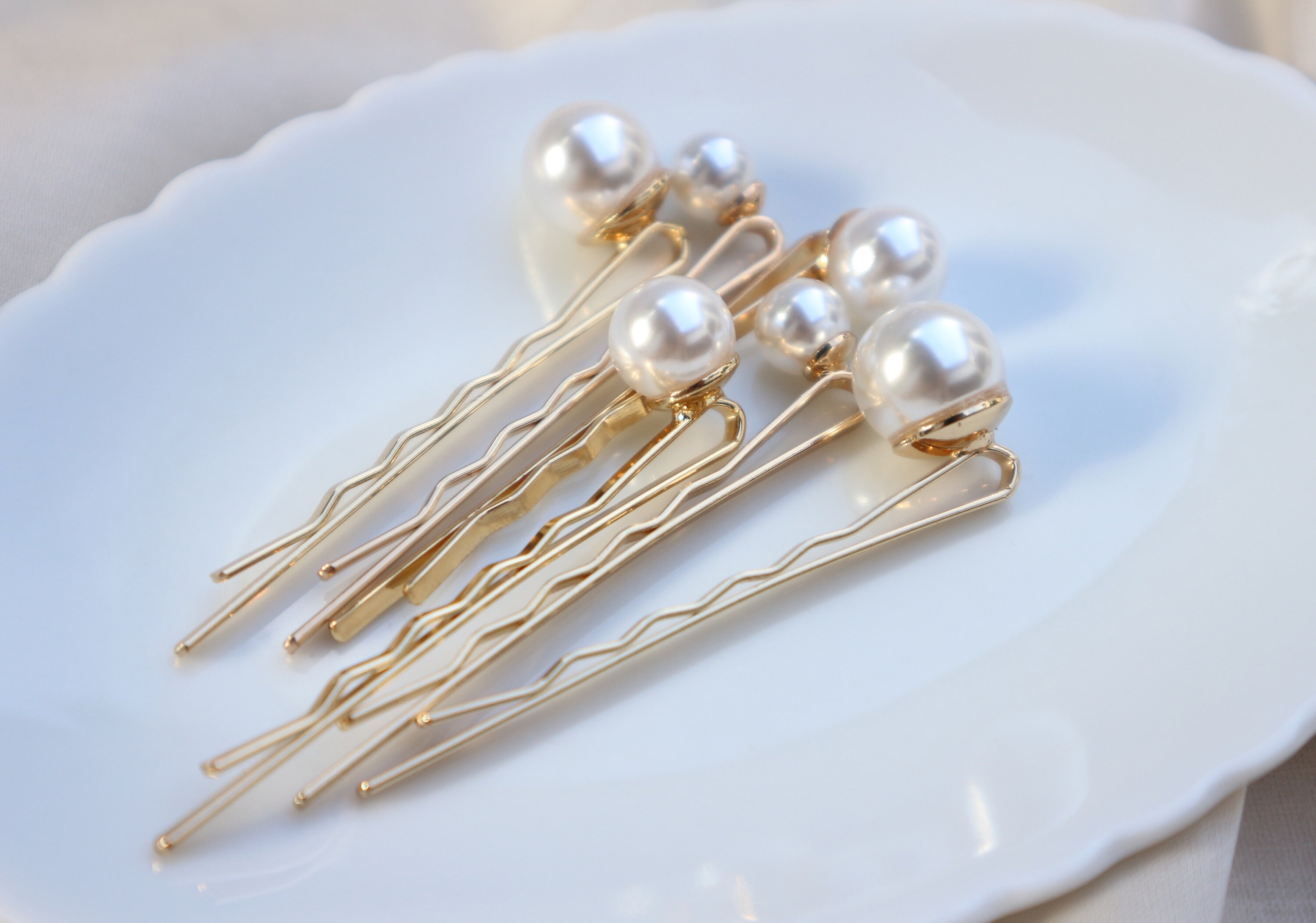 Set of 6 Faux Pearl Embellished Bobby Pins Wedding Hair Slide | Etsy
