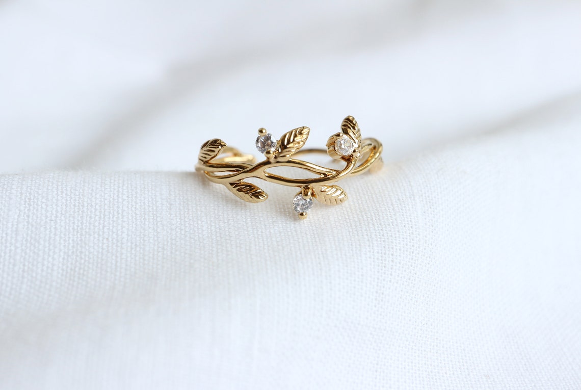Dainty Vines Ring Olive Ring Gold Leaf Branch Ring With | Etsy