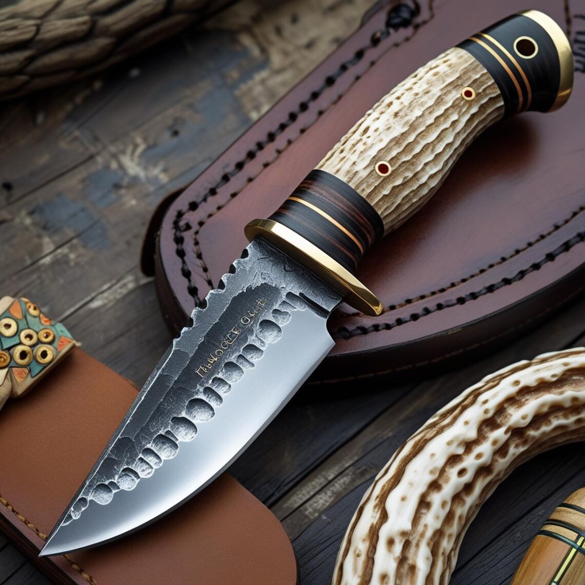 Tracker Knife, Tracker Knife With Leather Sheath, Handmade Hunting ...