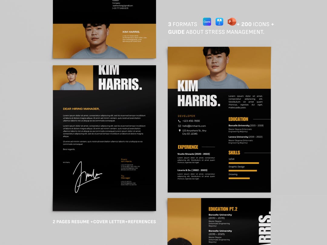 Bold Modern Resume Template: CV, Cover Letter, References (canva ...