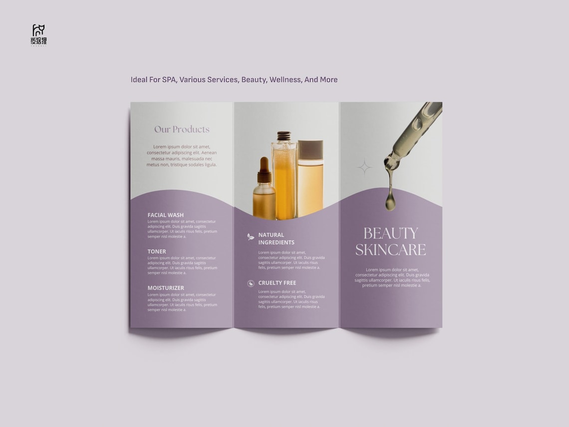 Editable Skincare Trifold Brochure Template: Medspa, Beauty Salon ...