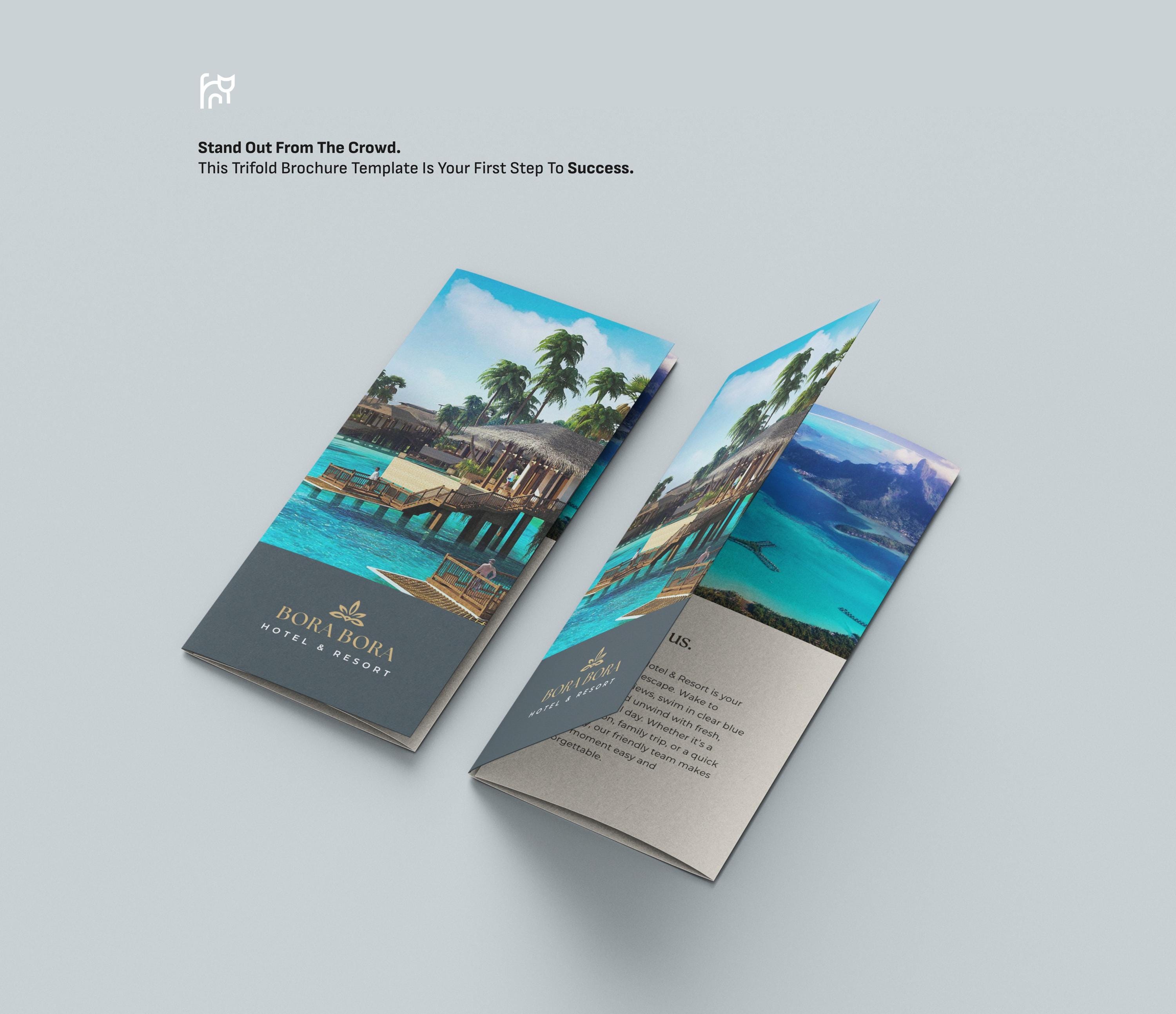 Luxury Resort Trifold Brochure Template | Editable Travel Flyer ...