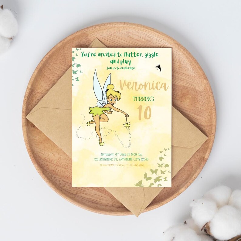 Tinkerbell Birthday Invitation, Editable Fairy Party Invite, Tinkerbell ...