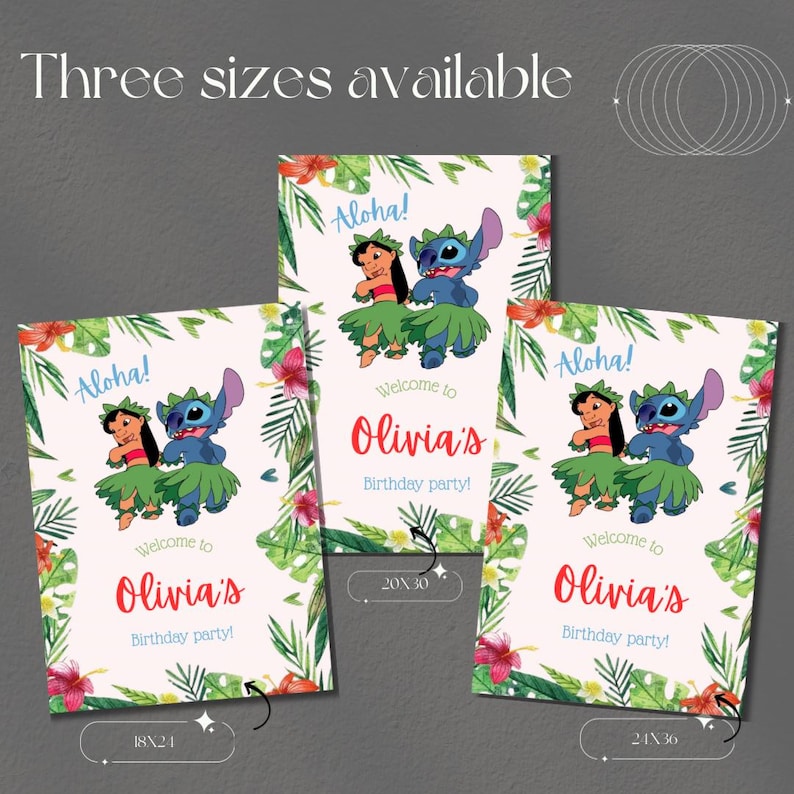 Lilo and Stitch Birthday Welcome Sign, Aloha Hawaiian Party Decoration ...