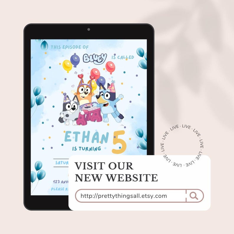 Bluey Birthday Invitation, Editable Bluey Party Invite, Bluey Theme ...