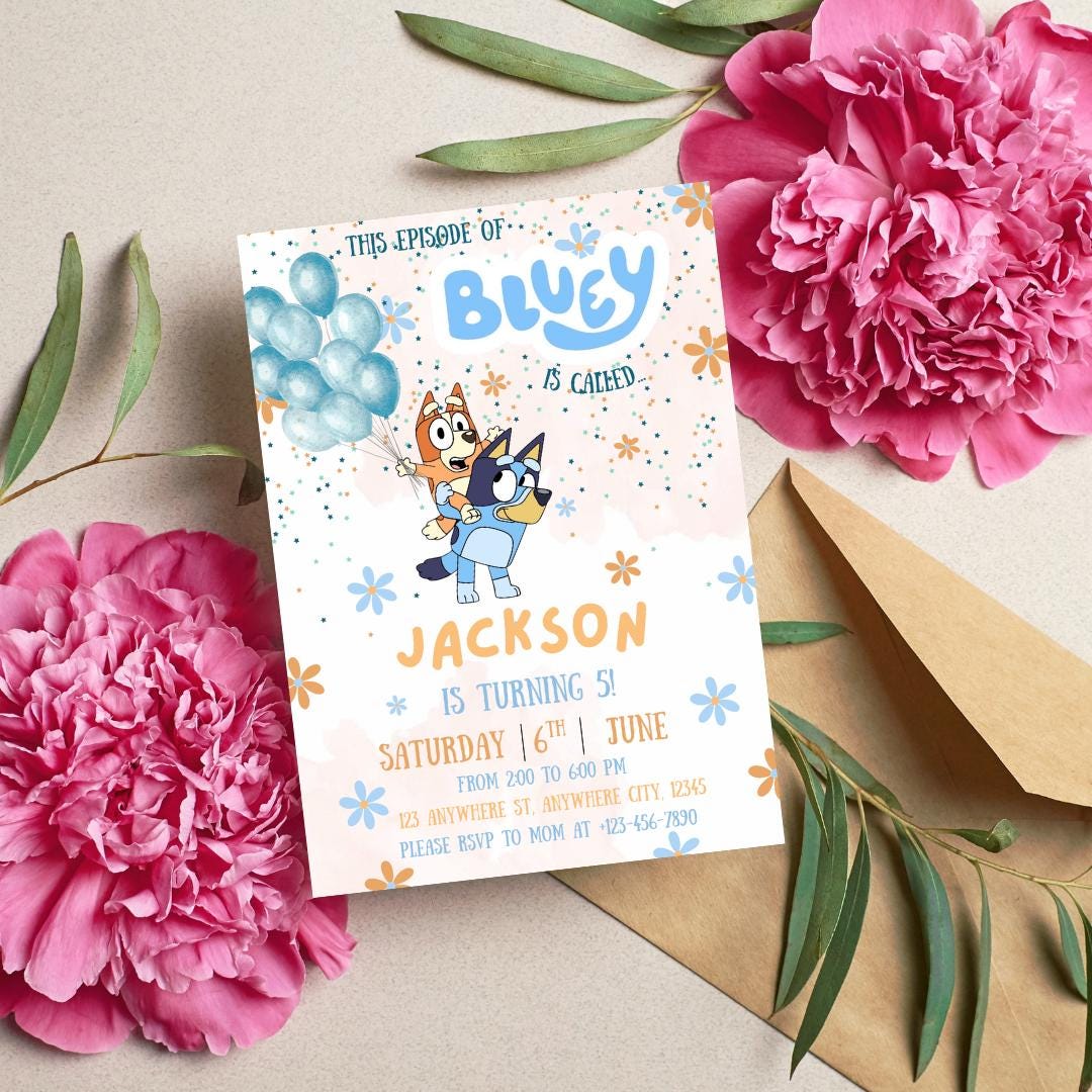 Bluey Birthday Invitation, Editable Bluey Party Invite, Bluey Theme ...