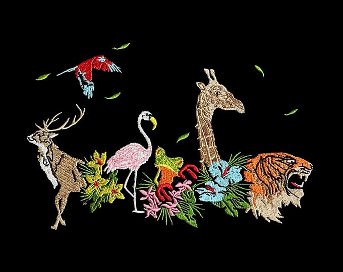 Jungle Safari Animal Embroidery Design - Etsy