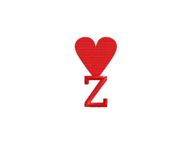Heart Alphabet Z Monogram Embroidery Design - Etsy