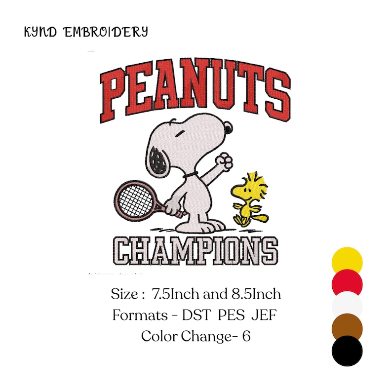Snoopy Embroidery Design, Peanuts Champions (DST, PES, JEF) (digital ...