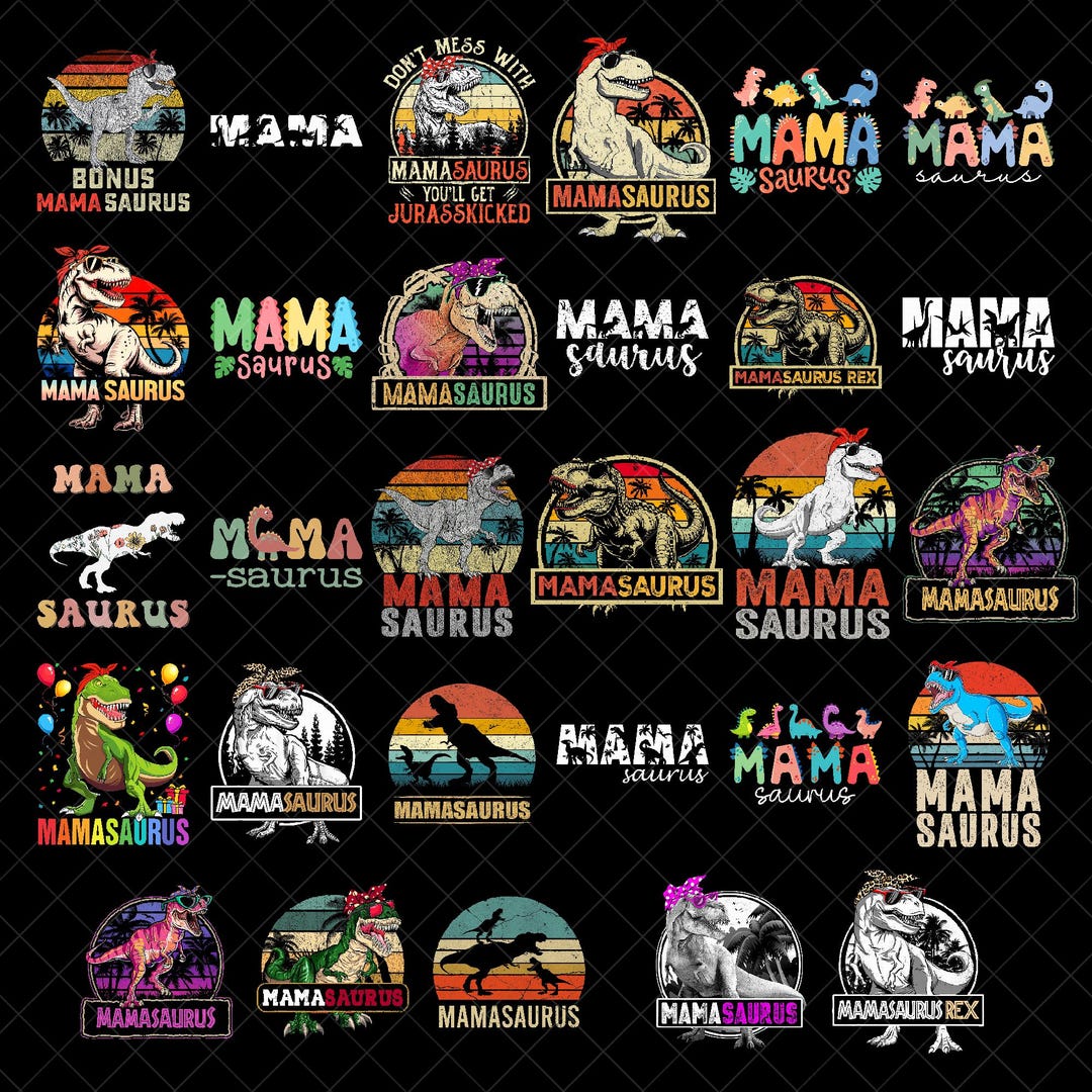 Mama Saurus Png Bundle, Jurassic Mama Saurus Png Bundle, T Rex Dinosaur ...