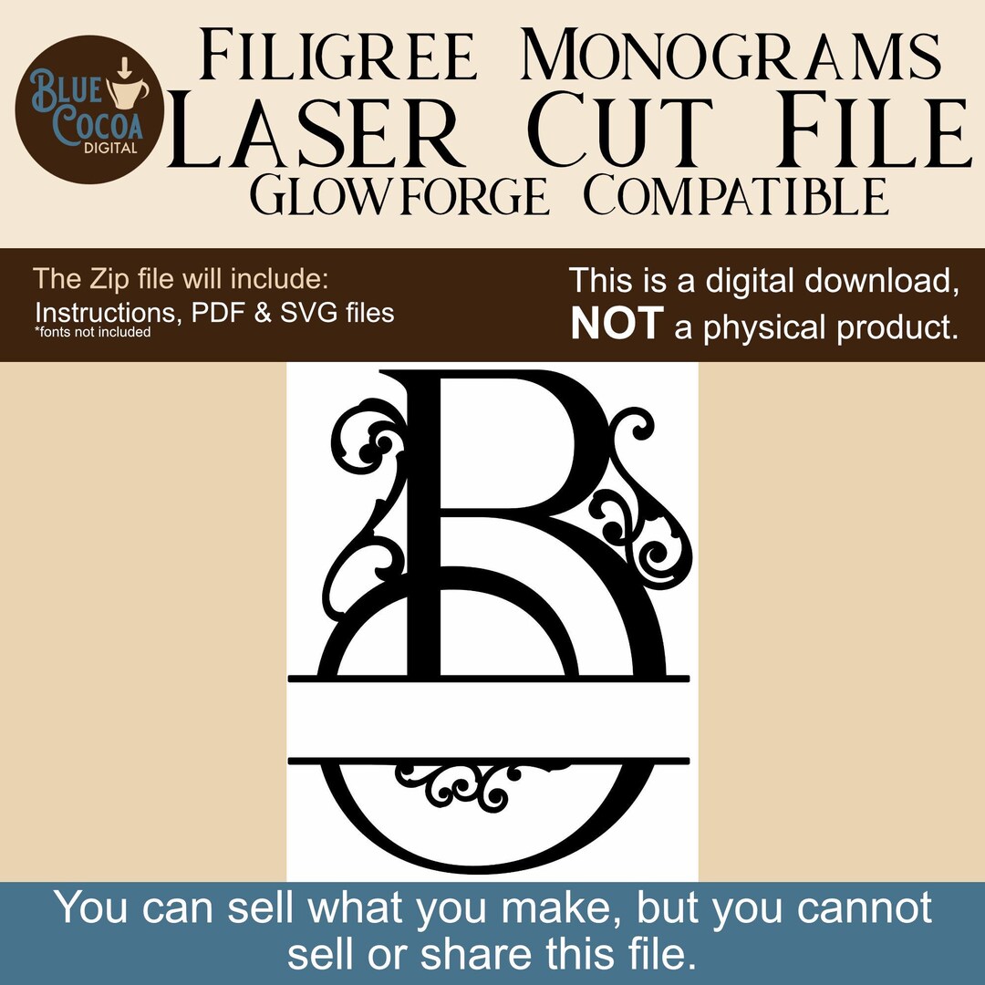 Filigree Monogram | Letter B | Vector File | Glowforge Compatible - Etsy