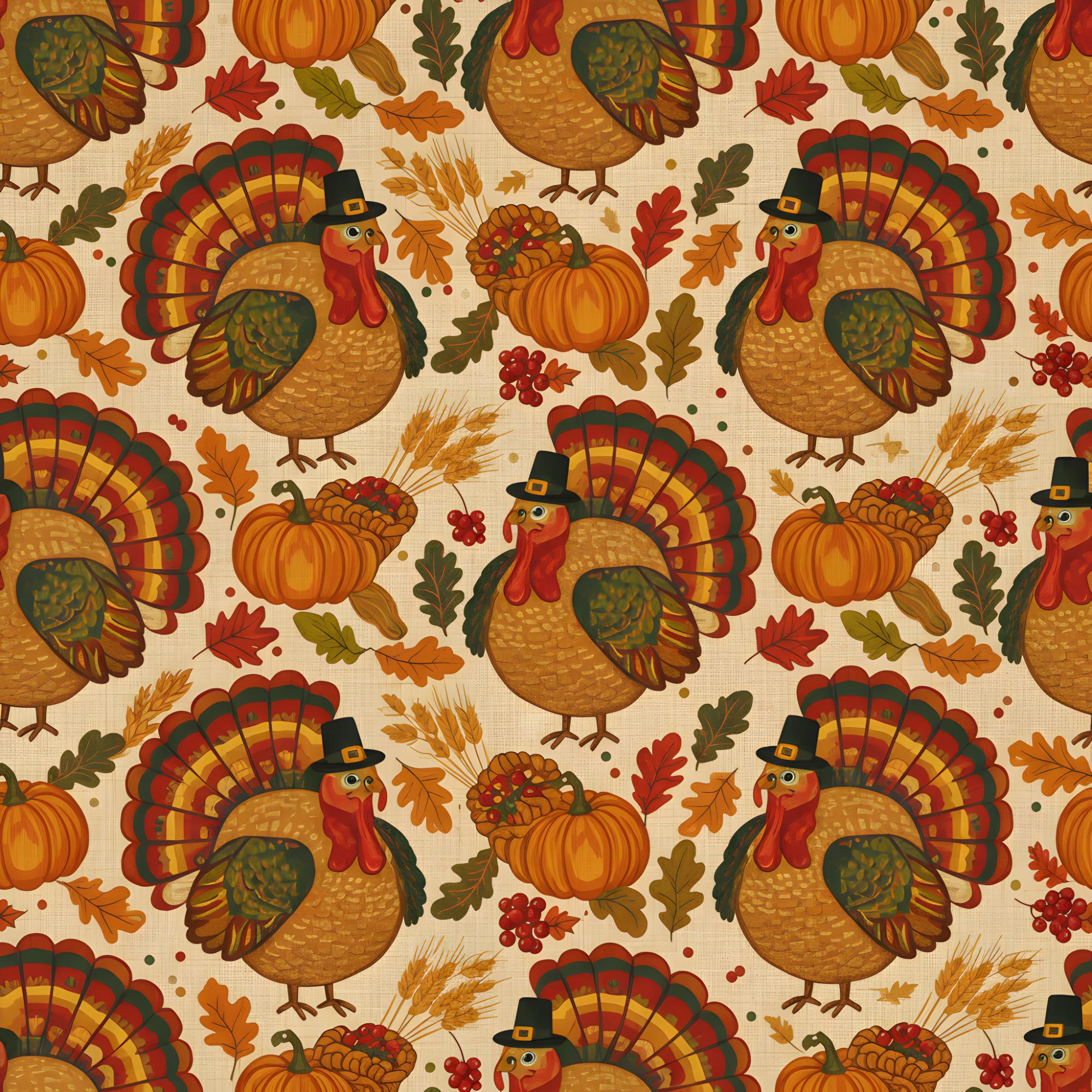 Thanksgiving Turkey Seamless Pattern | Digital Download | PNG File - Etsy