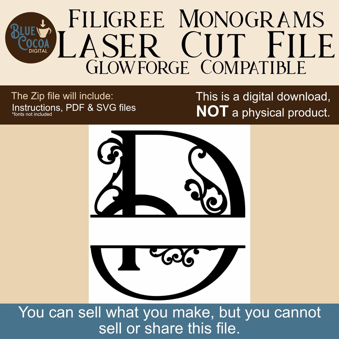 Filigree Monogram | Letter D | Vector File | Glowforge Compatible - Etsy