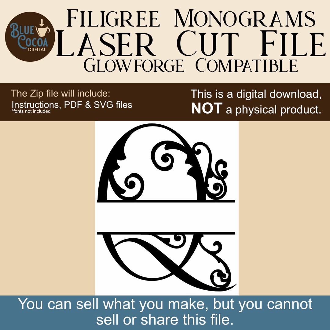 Filigree Monogram | Letter Q | Vector File | Glowforge Compatible - Etsy