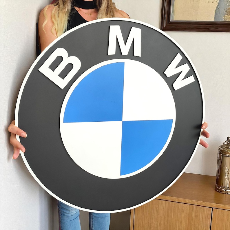 BMW Wood Logo Sign: Vintage Car Emblem, Garage Decor - Etsy