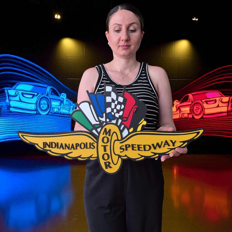Indianapolis Motor Speedway Wooden Sign: Hand-painted Racing Track Wall ...